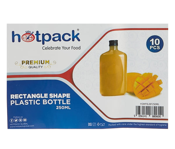240 قطعة زجاجة عصير بلاستيكية مستطيلة الشكل 250 مل – hotpack.com.sa