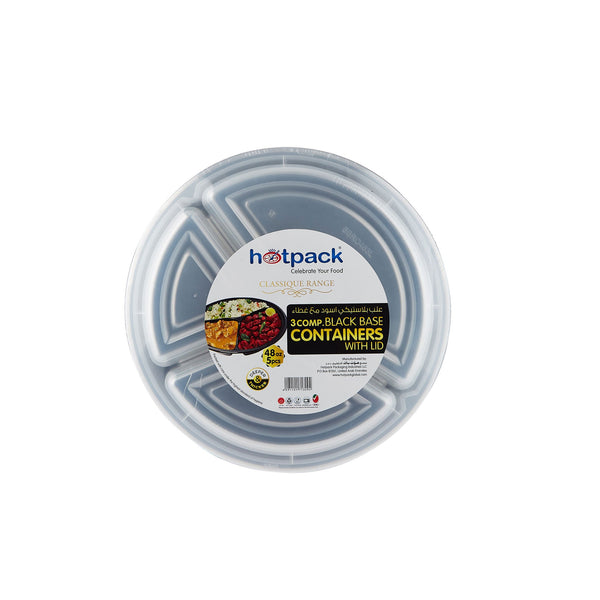 Buy 5 Pieces Black Base Round 3 - Compartment Container 48 Oz With lid online in Saudi Arabia ...