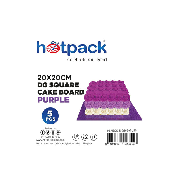 لوح مربع الشكل للكيك بلون بنفسجي - 5 قطع - هوت باك السعودية – hotpack.com.sa